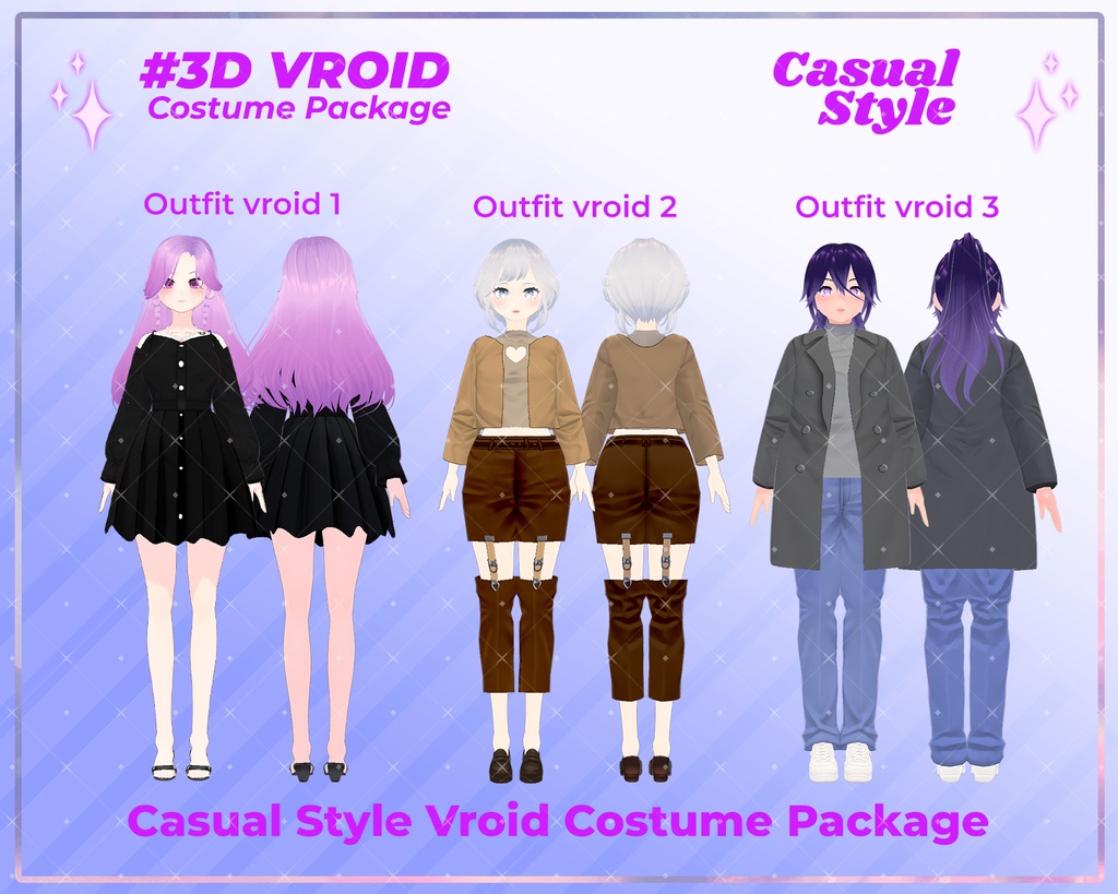 3D VRoid Casual Outfit Pack Stylish & Comfortable Clothes for VRoid ...