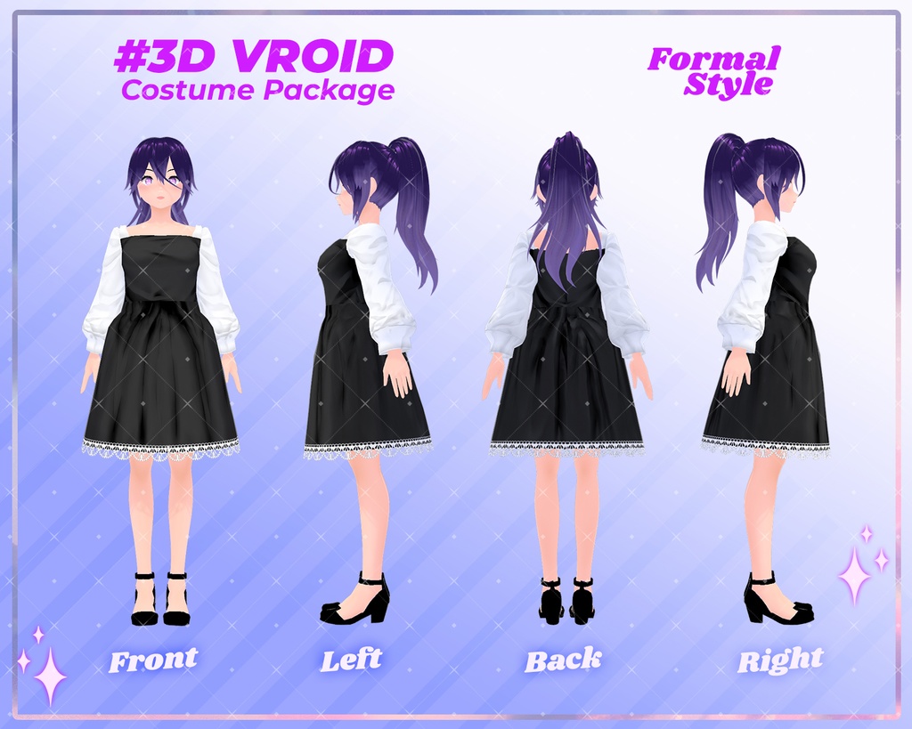 3D VRoid Outfit Pack Luxury & Professional Formal Wear Black Dress for ...
