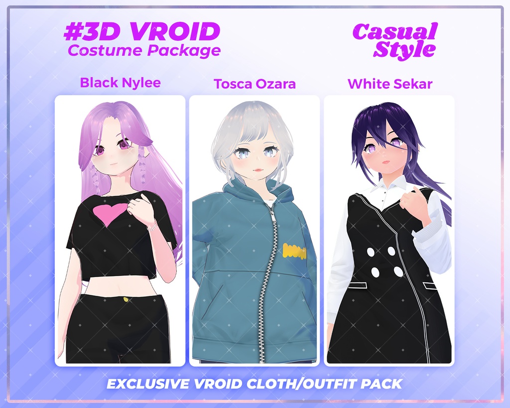 3D VRoid Outfit Pack Modern Street & Casual Wear for VRoid Models ...