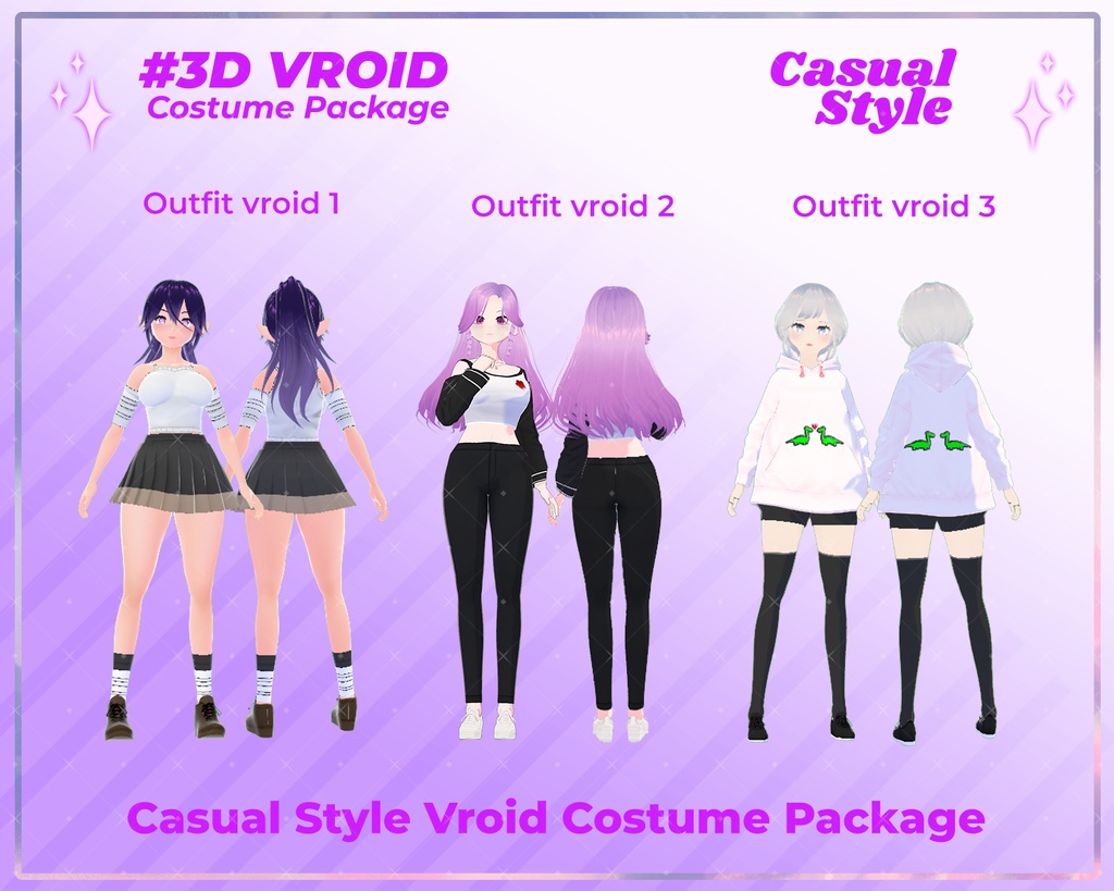 3D VRoid Outfit Pack Everyday Casual Fashion for VRoid Models | VTuber ...