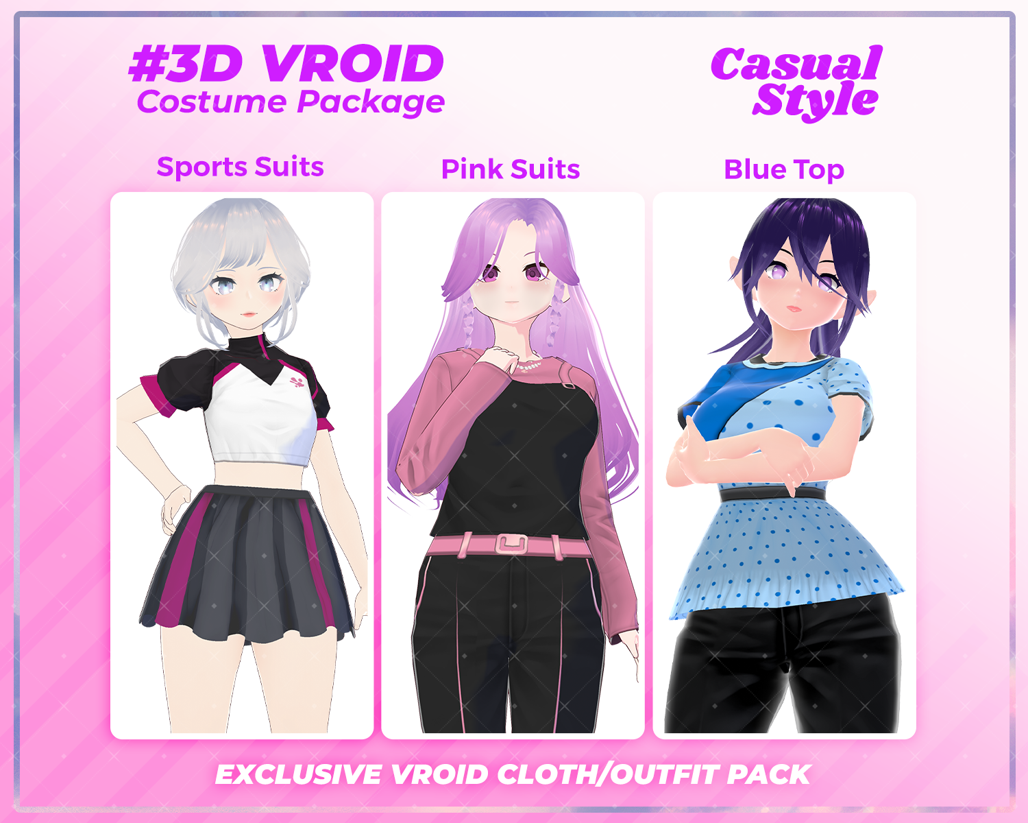 3D VRoid Clothing Pack Cozy & Simple Casual Wear for VRoid Models ...