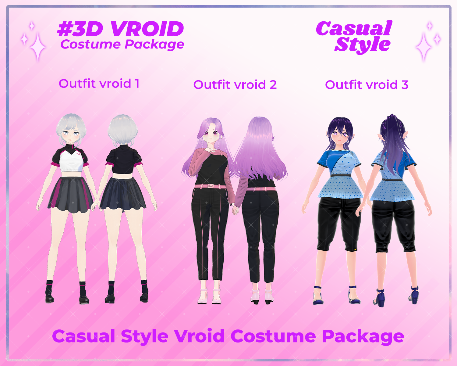 3D VRoid Clothing Pack Cozy & Simple Casual Wear for VRoid Models ...
