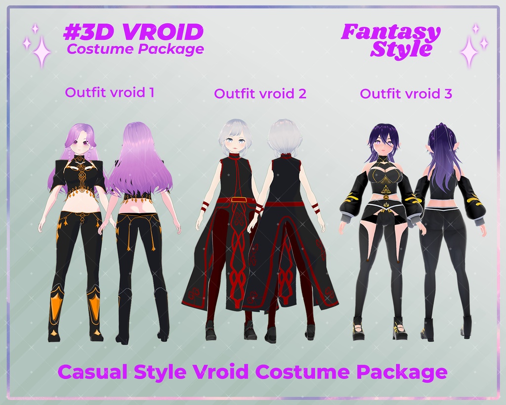3D VRoid Clothing Pack Enchanted Fantasy Costumes for VRoid Models ...