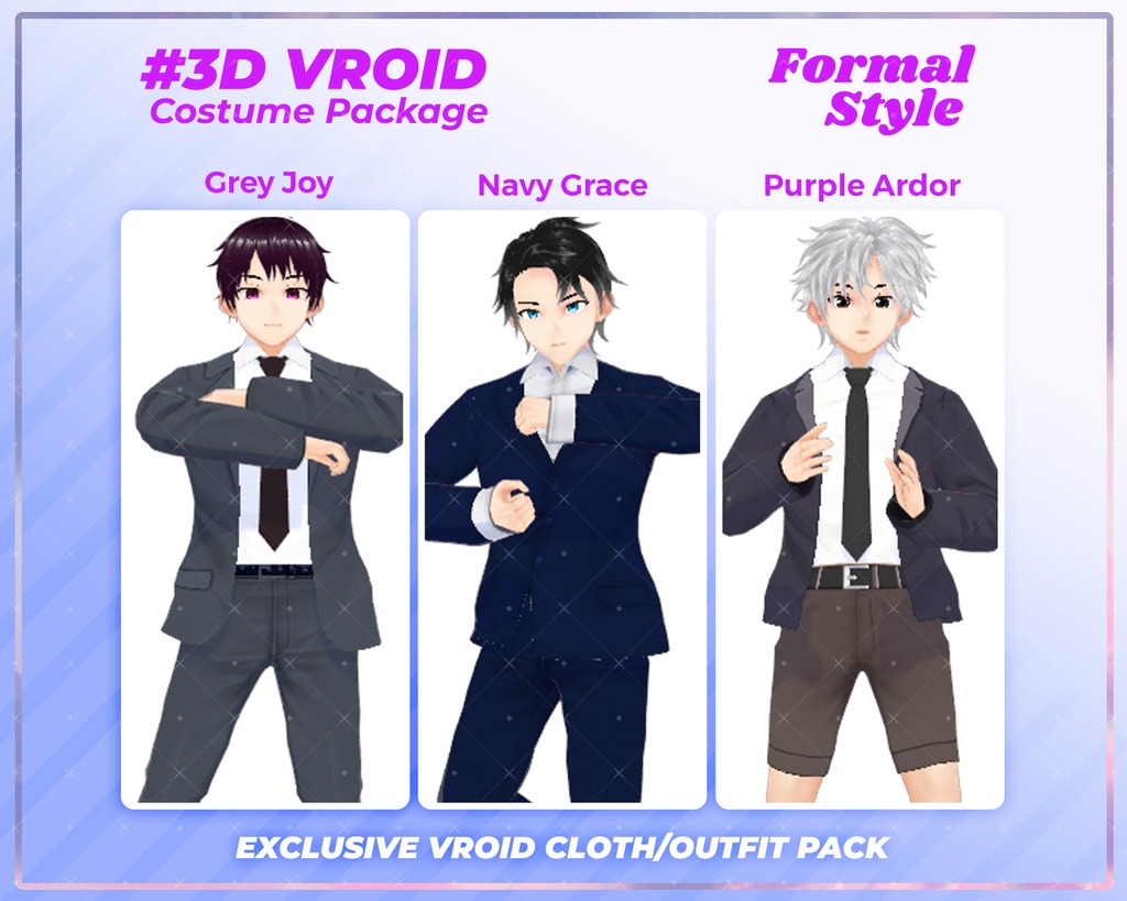 3D VRoid Outfit Male Pack Luxury & Refined Formal Fashion | VRoid Wear ...
