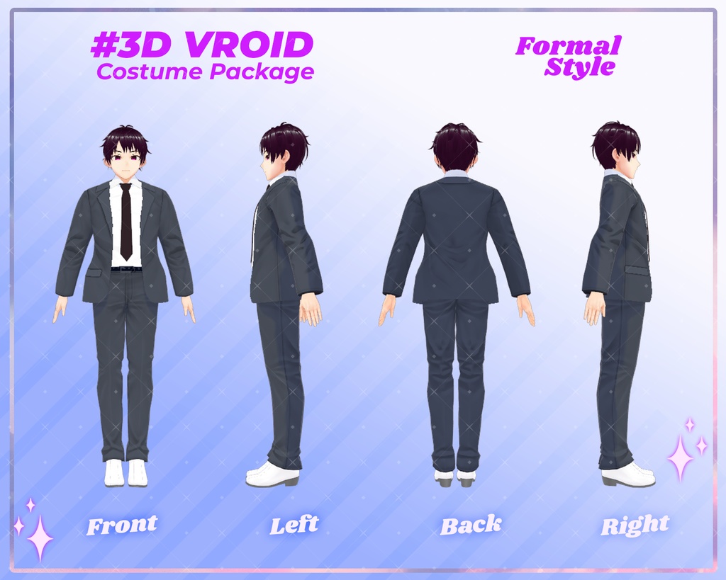 3D VRoid Outfit Male Pack Luxury & Refined Formal Fashion | VRoid Wear ...