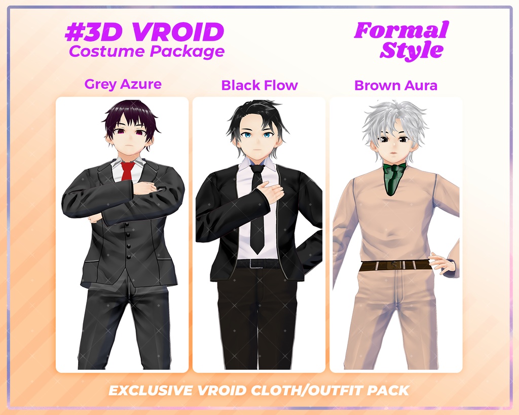 3D VRoid Formal Fashion Male Pack Sophisticated Outfits | VRoid Fashion ...