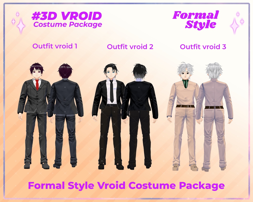 3D VRoid Formal Fashion Male Pack Sophisticated Outfits | VRoid Fashion ...