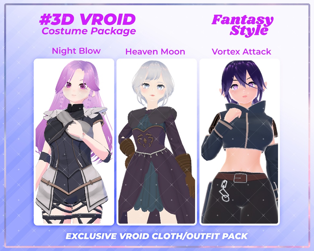 3D VRoid Fantasy Costume Pack Magical & Mythical Outfits for VRoid ...