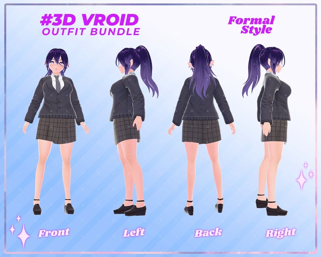3D VRoid Casual Girl Outfit Pack Cute & Trendy Clothes for VRoid Models ...