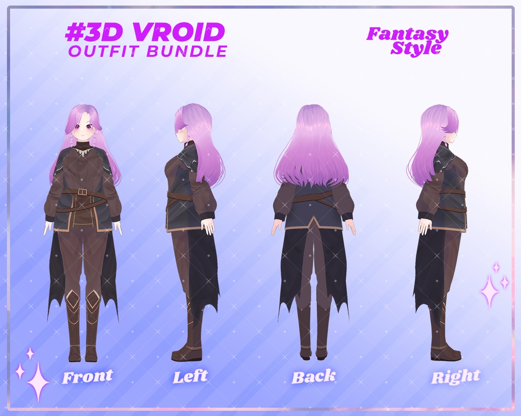 3D VRoid Fantasy Girl Outfit Pack Enchanted & Elegant Dresses for VRoid ...