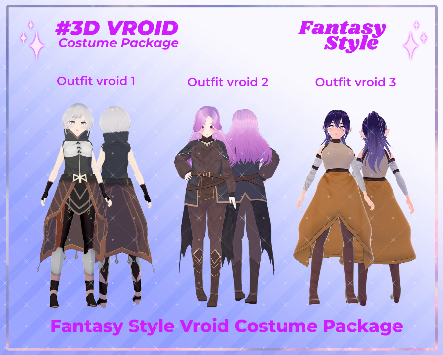 3D VRoid Fantasy Girl Outfit Pack Enchanted & Elegant Dresses for VRoid ...