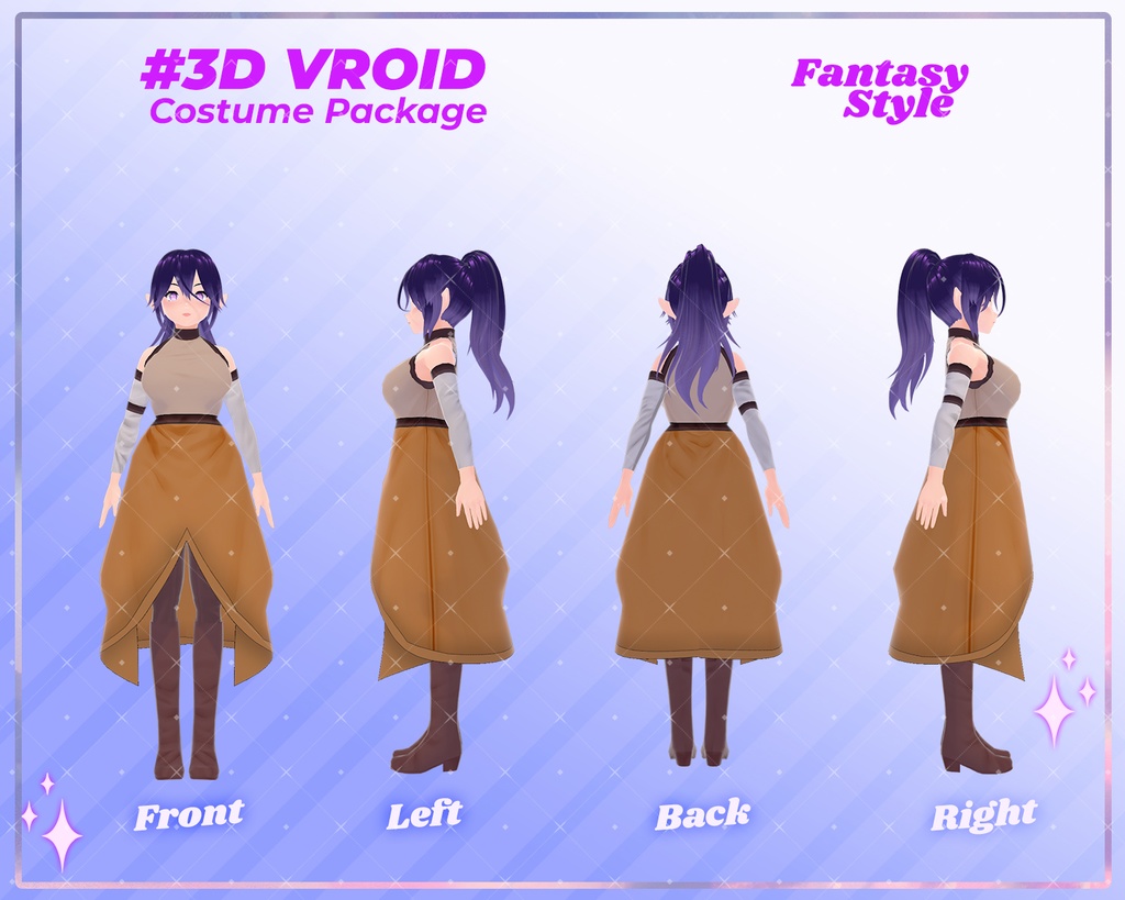 3D VRoid Fantasy Girl Outfit Pack Enchanted & Elegant Dresses for VRoid ...