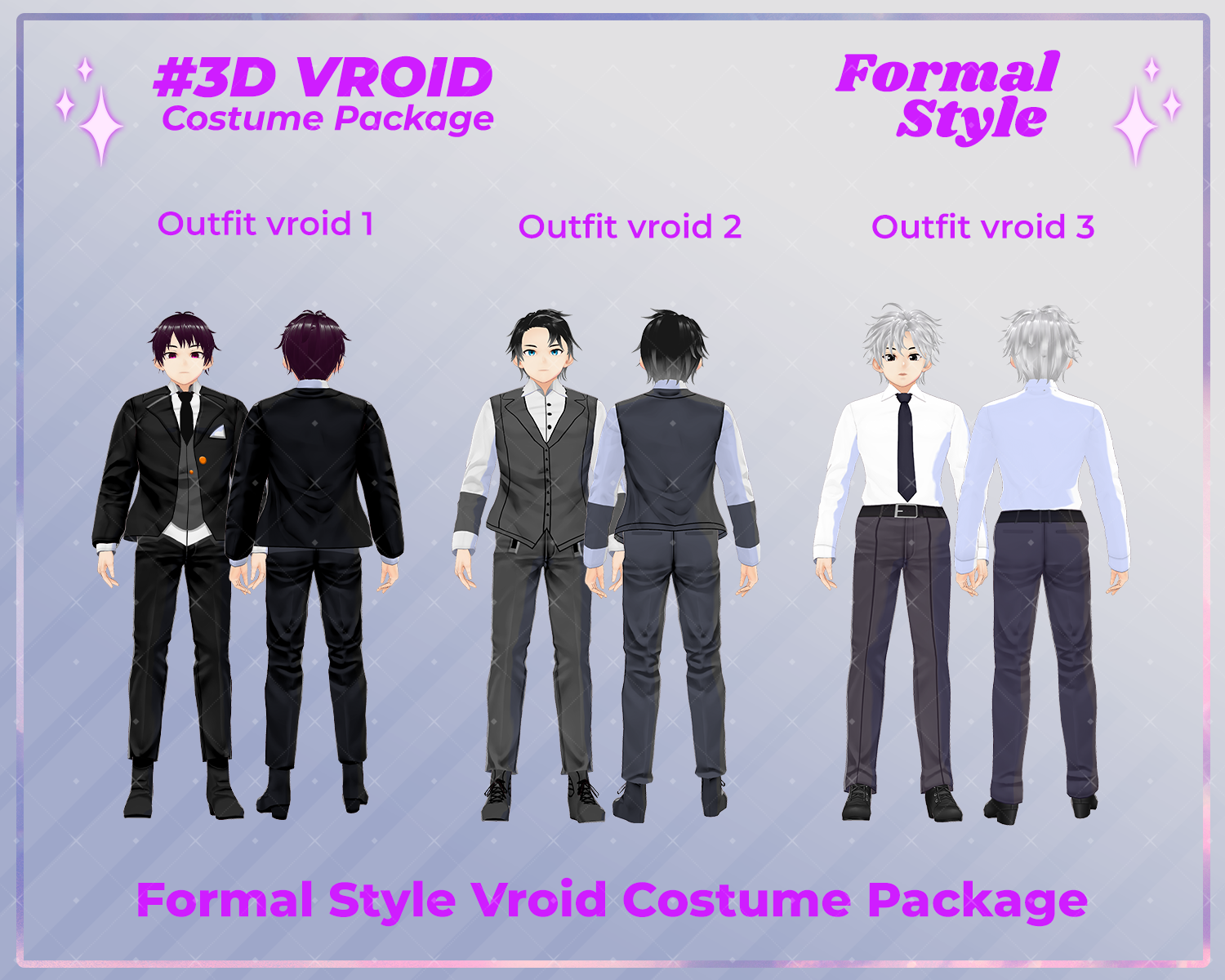 3D VRoid Formal Male Outfit Pack Elegant Suits & Classy Attire for ...