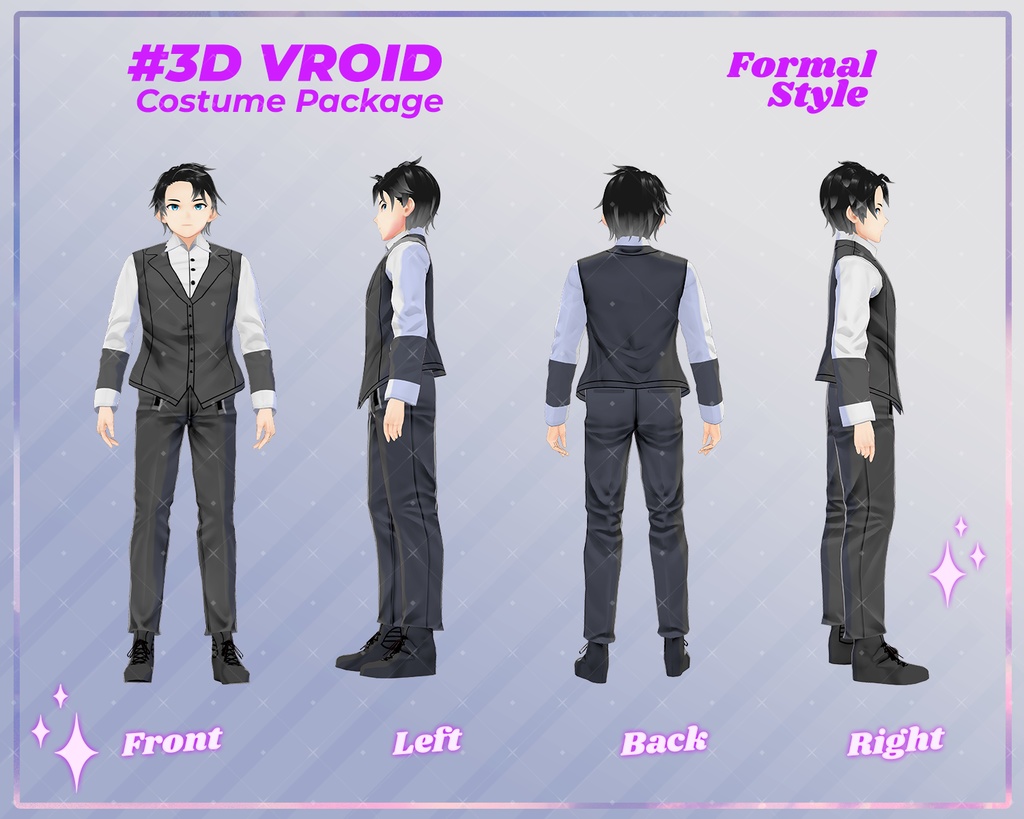 3D VRoid Formal Male Outfit Pack Elegant Suits & Classy Attire for ...