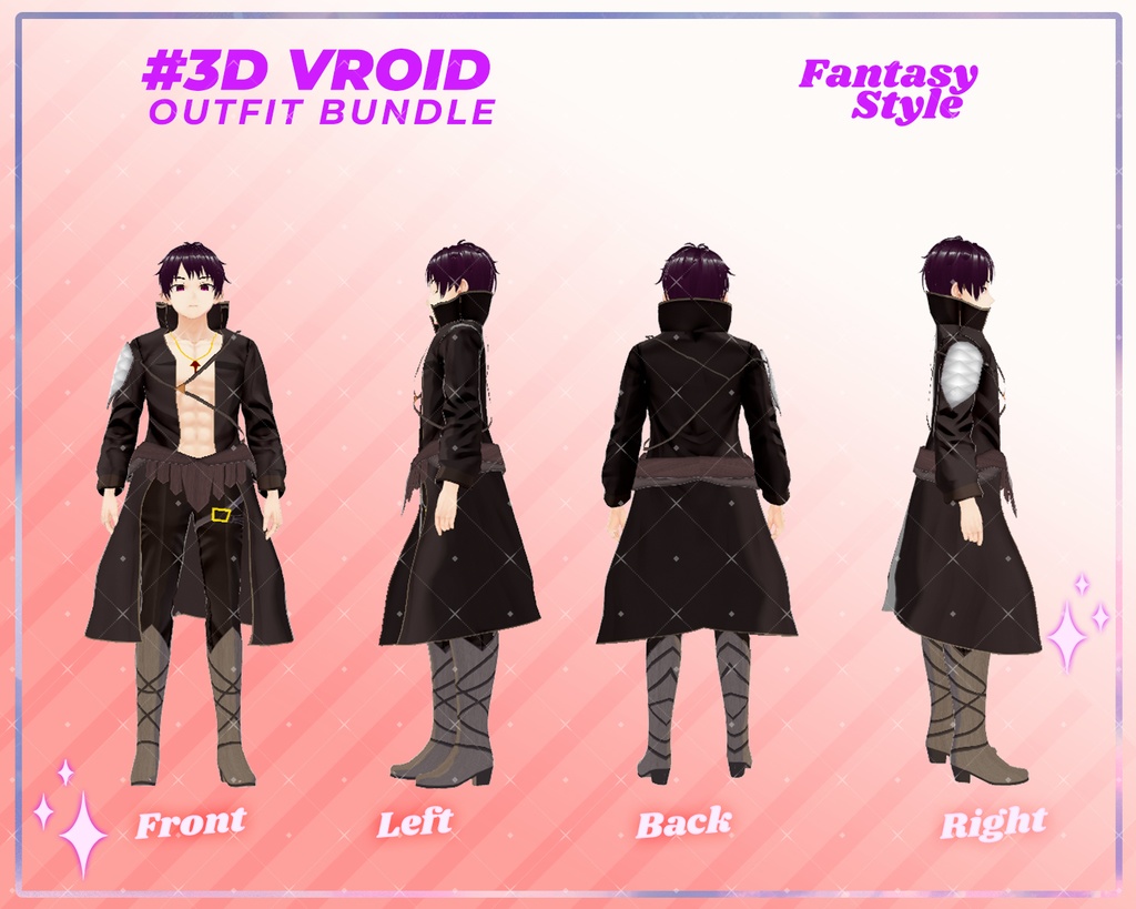 3D VRoid Fantasy Male Outfit Pack Heroic & Mystic Attire for VRoid ...