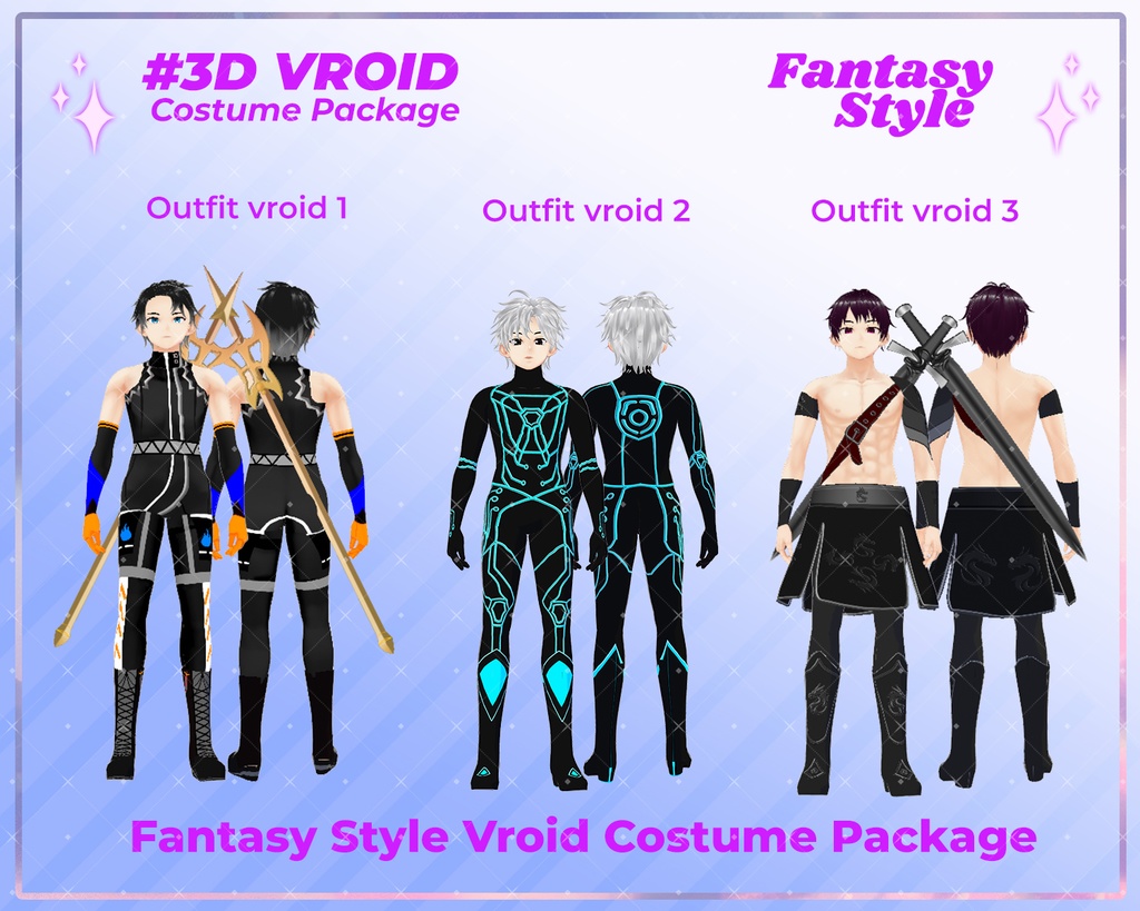 3D VRoid Enchanted Male Clothing Pack Royal & Legendary Looks for VRoid ...