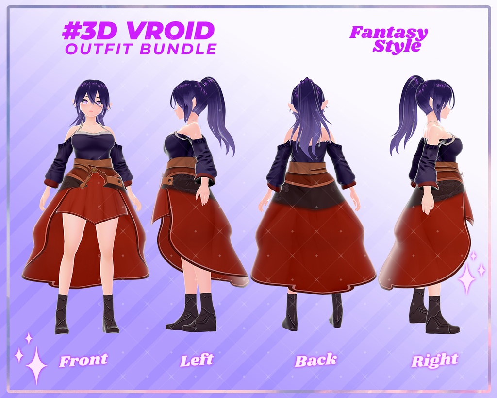 3D VRoid Outfit Pack Fantasy Style Royal & Adventurer Costumes for ...