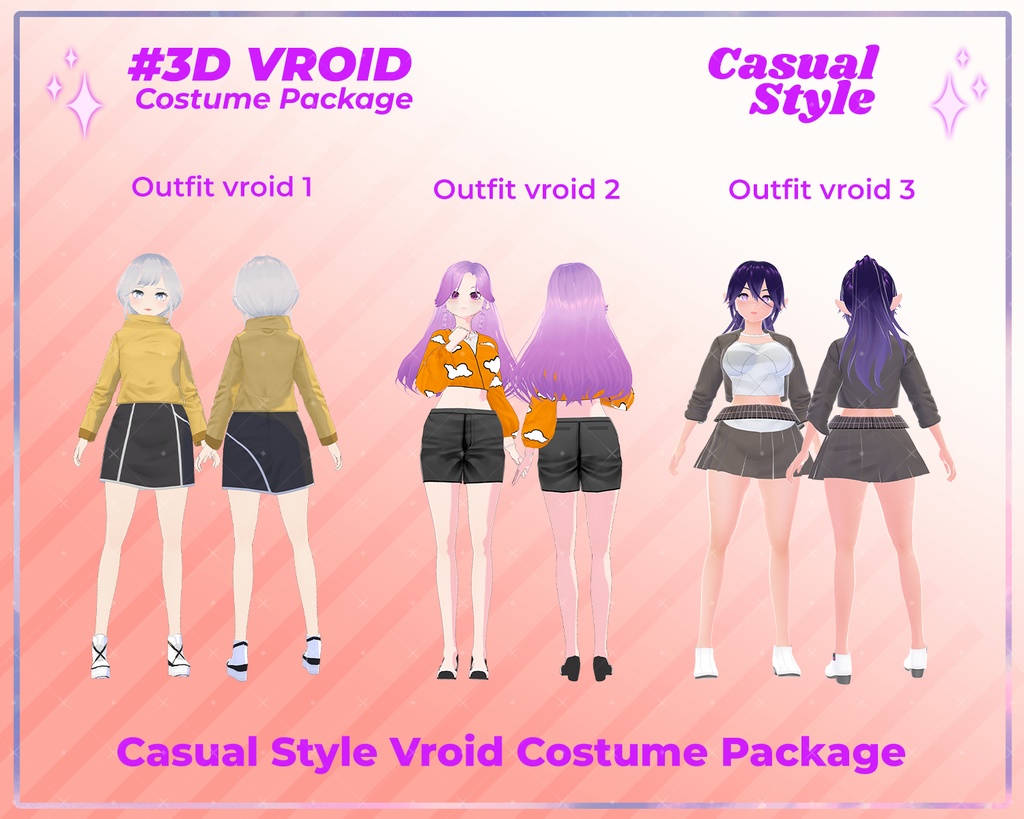 3D VRoid Outfit Pack Casual Style Chic & Trendy Clothes for VRoid ...