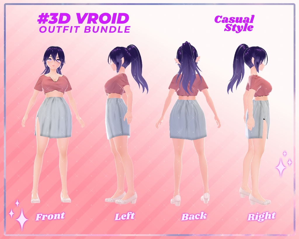 3D VRoid Outfit Pack Casual Style Chic & Cozy Fashion for VRoid Models ...