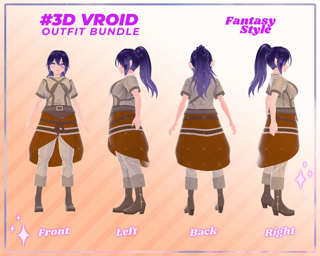 3D VRoid Outfit Pack Fantasy Style Adventurer & Warrior Costumes for ...