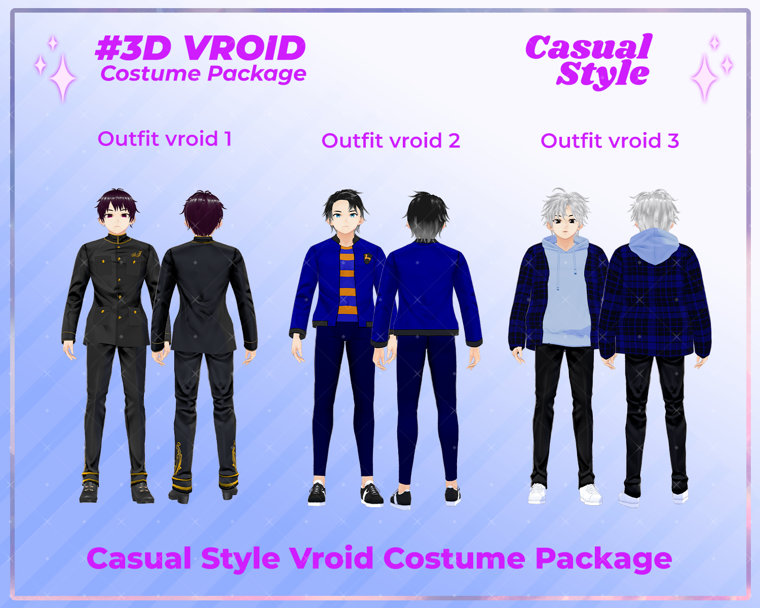 3D VRoid Outfit Pack Casual Style Modern & Cool Male Fashion for VRoid ...