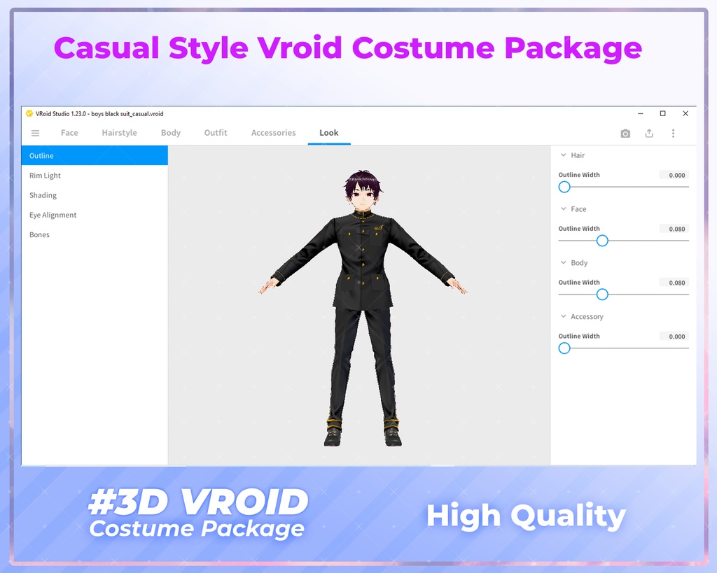 3D VRoid Outfit Pack Casual Style Modern & Cool Male Fashion for VRoid ...