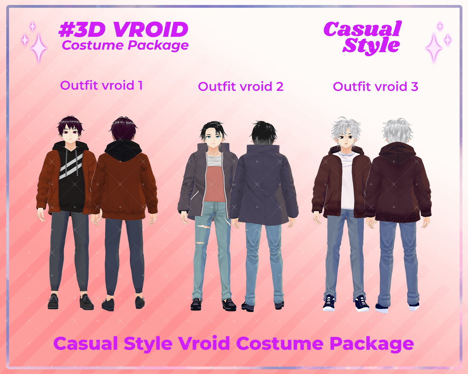 3D VRoid Outfit Pack Casual Style Cozy & Stylish Male Fashion for VRoid ...