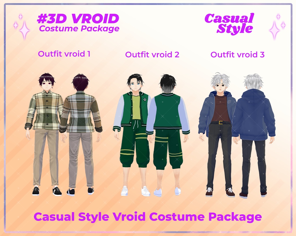 3D VRoid Outfit Pack Casual Style Trendy & Versatile Male Fashion for ...