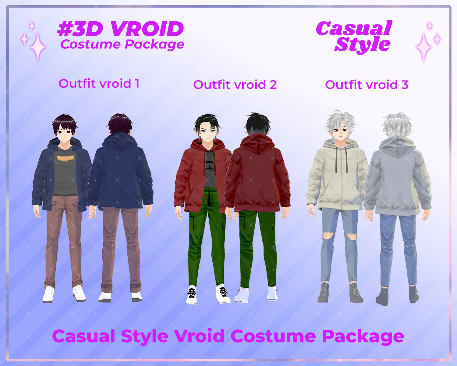 3D VRoid Outfit Pack Casual Style Comfortable & Trendy Hoodies for ...