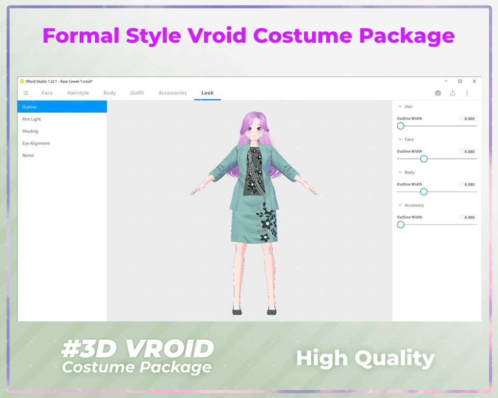 3D VRoid Outfit Pack Formal Style Elegant & Professional Dresses for ...