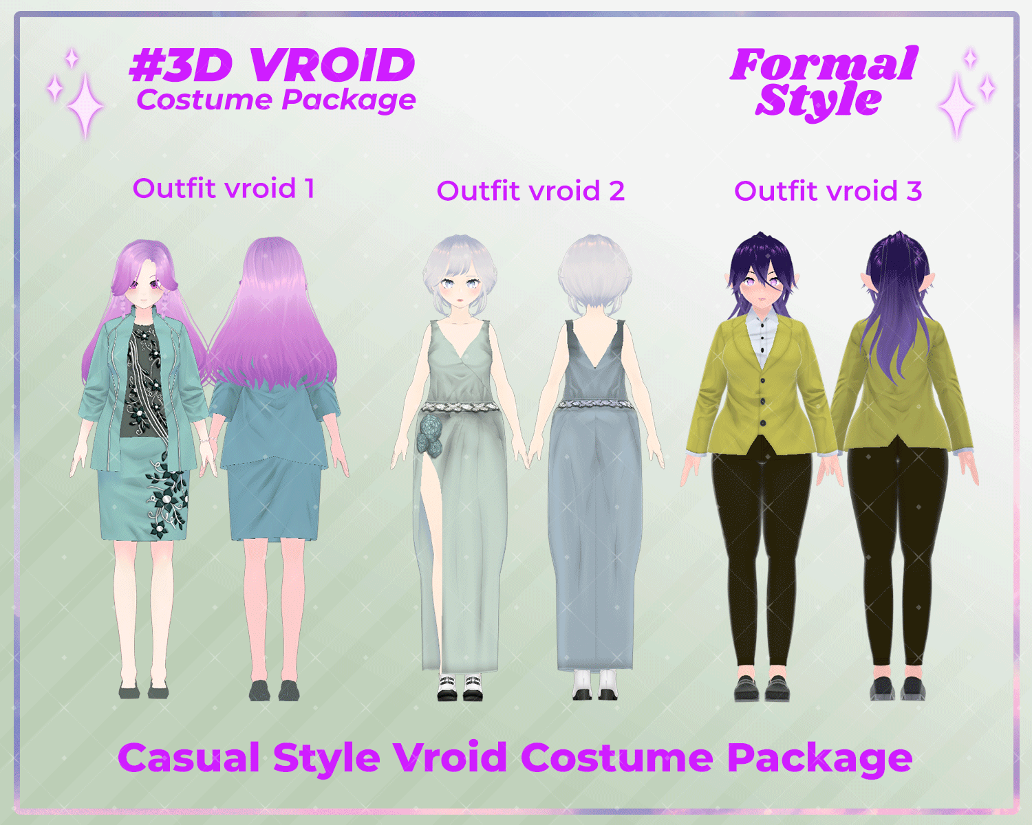 3D VRoid Outfit Pack Formal Style Elegant & Professional Dresses for ...