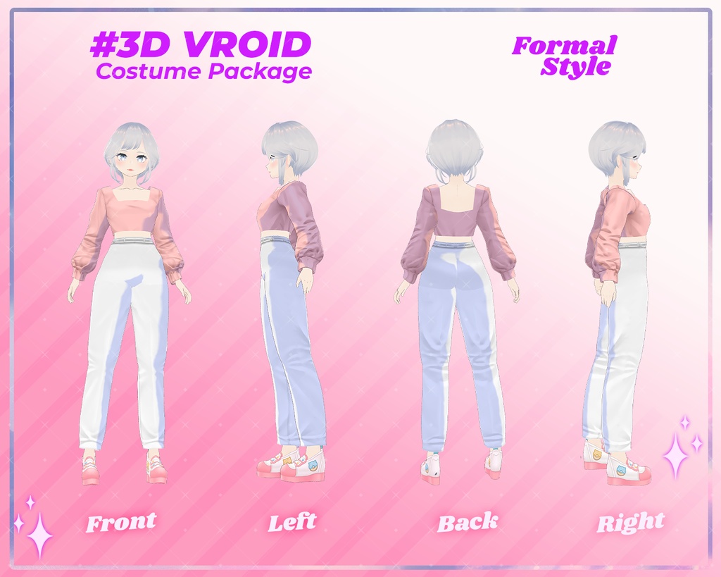 3D VRoid Outfit Pack Elegant & Soft Pink Formal Wear for VRoid Models ...