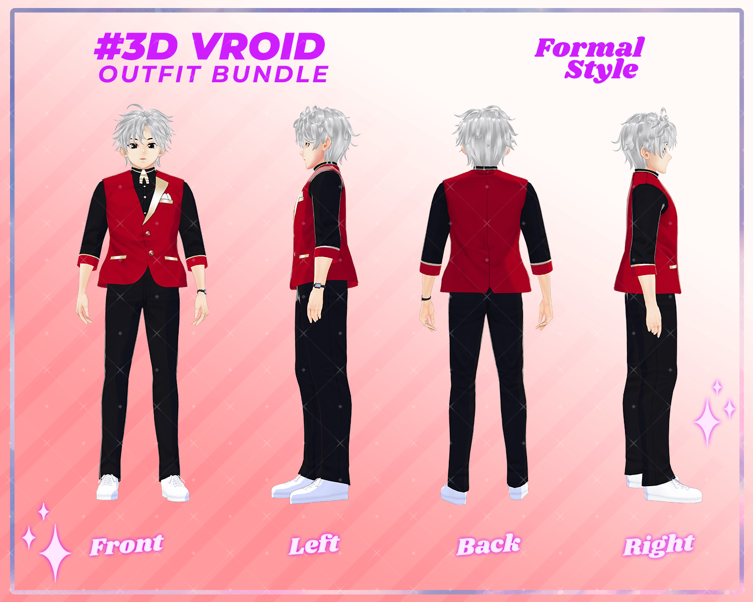 3D VRoid Outfit Pack Bold & Charismatic Red and Black Formal Suits for ...