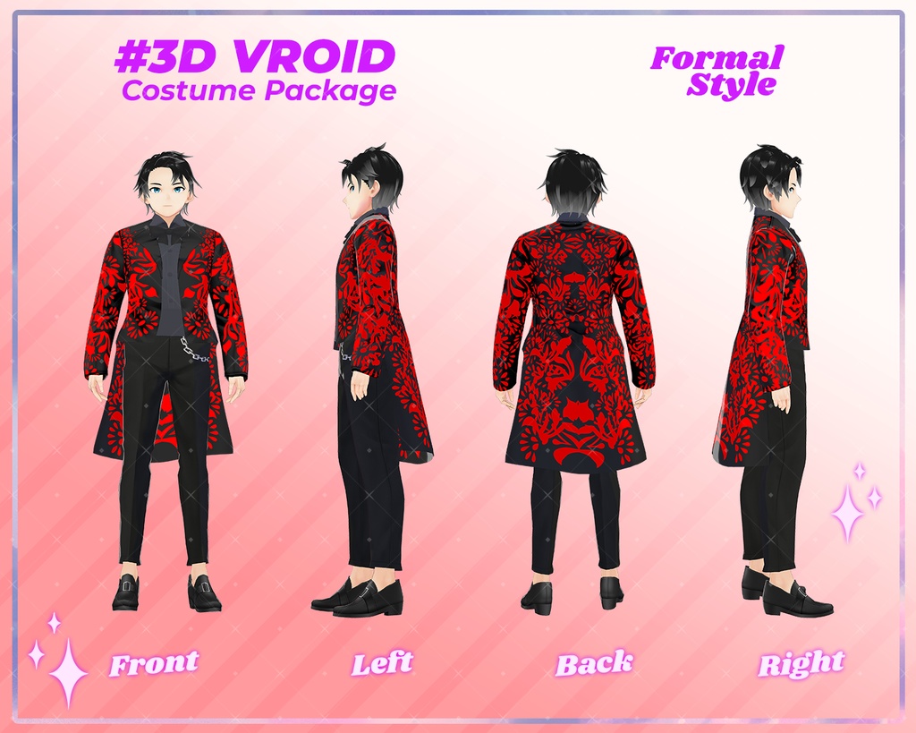 3D VRoid Outfit Pack Bold & Charismatic Red and Black Formal Suits for ...