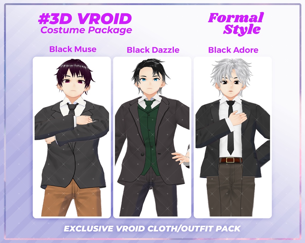 3D VRoid Outfit Pack Classic Formal Suit Collection for VRoid Models ...