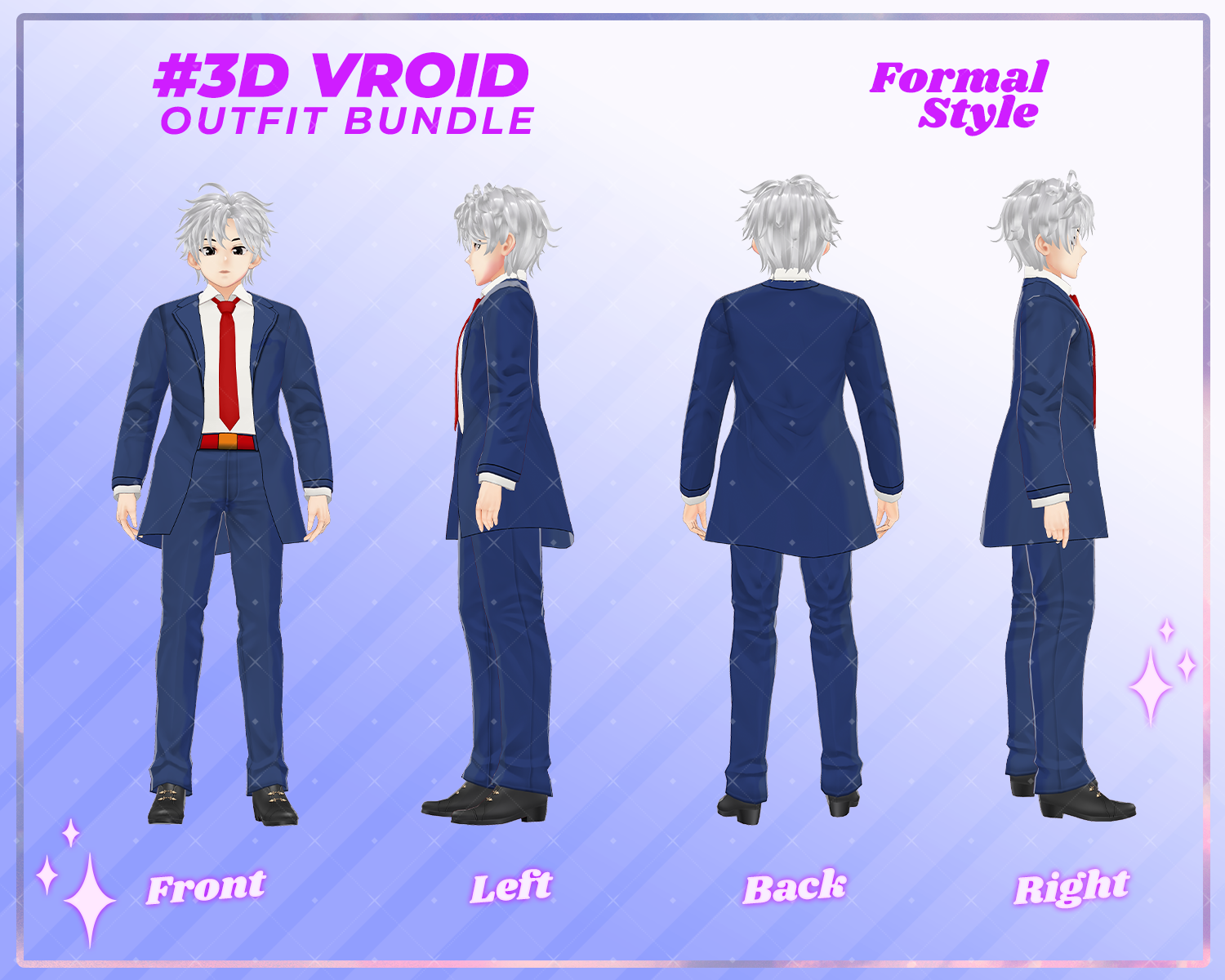 3D VRoid Outfit Pack Elegant Navy Suit Collection for VRoid Models ...