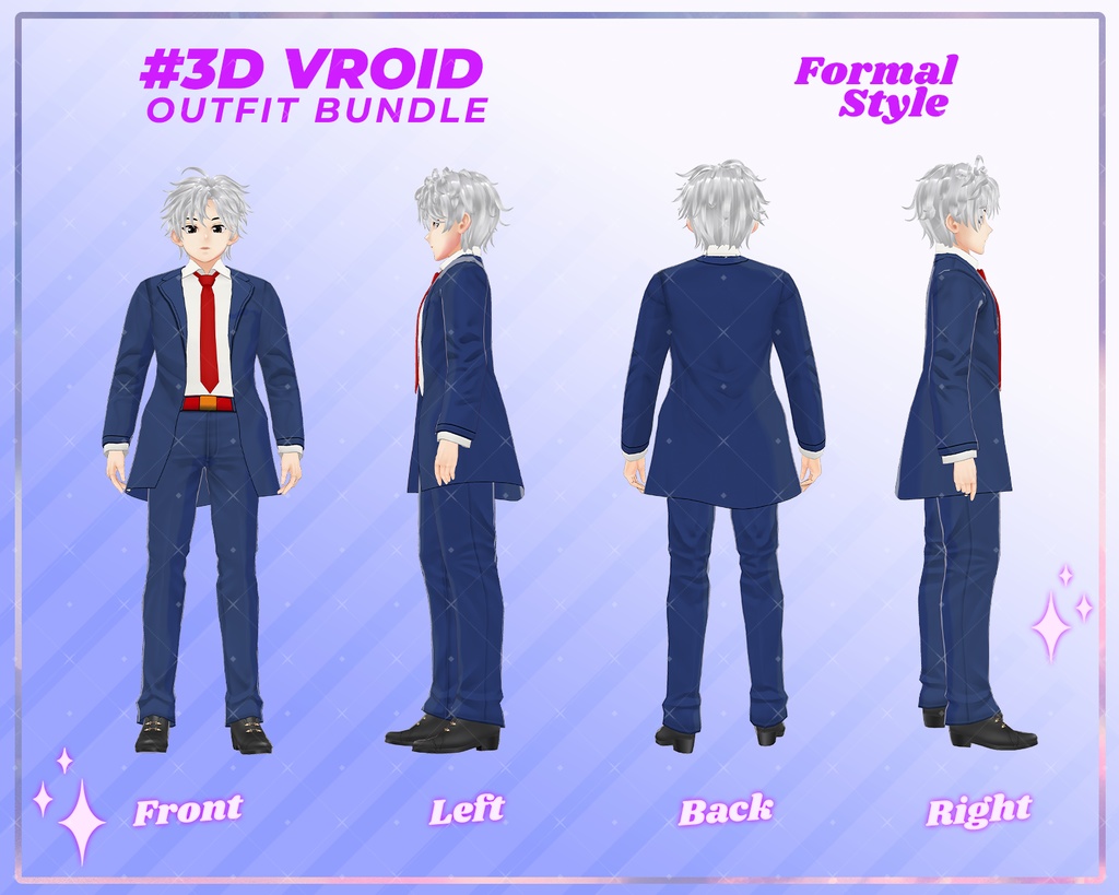 3D VRoid Outfit Pack Elegant Navy Suit Collection for VRoid Models ...