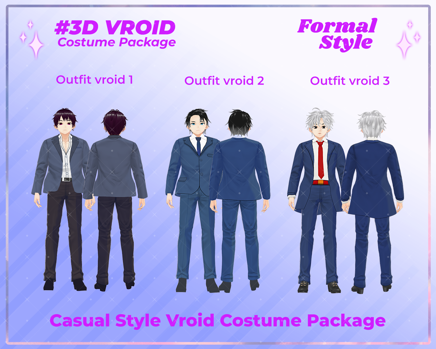 3D VRoid Outfit Pack Elegant Navy Suit Collection for VRoid Models ...