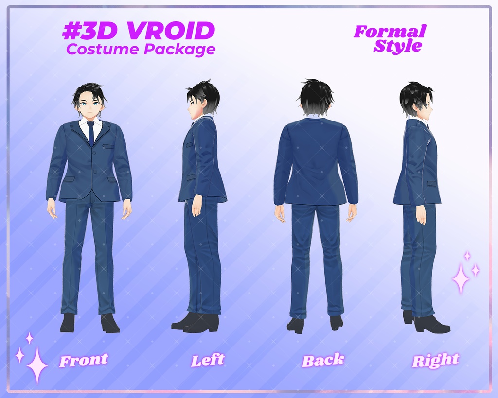 3D VRoid Outfit Pack Elegant Navy Suit Collection for VRoid Models ...