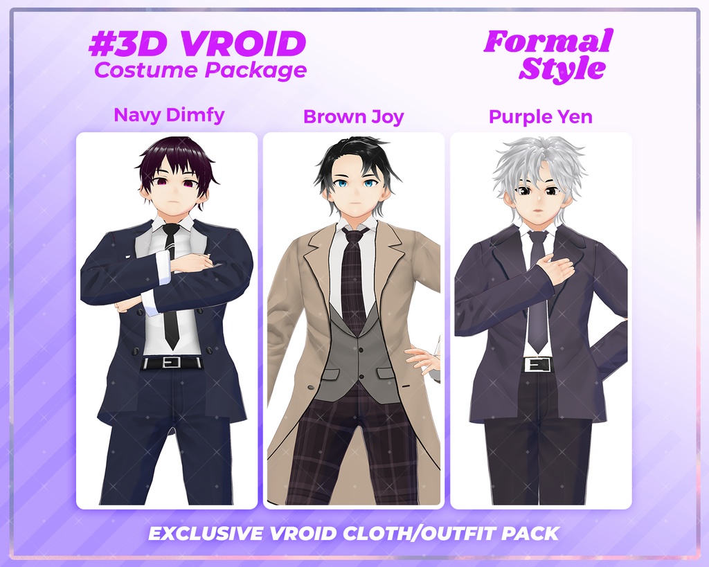 3D VRoid Outfit Pack Stylish Business Suits for VRoid Models | VRoid ...