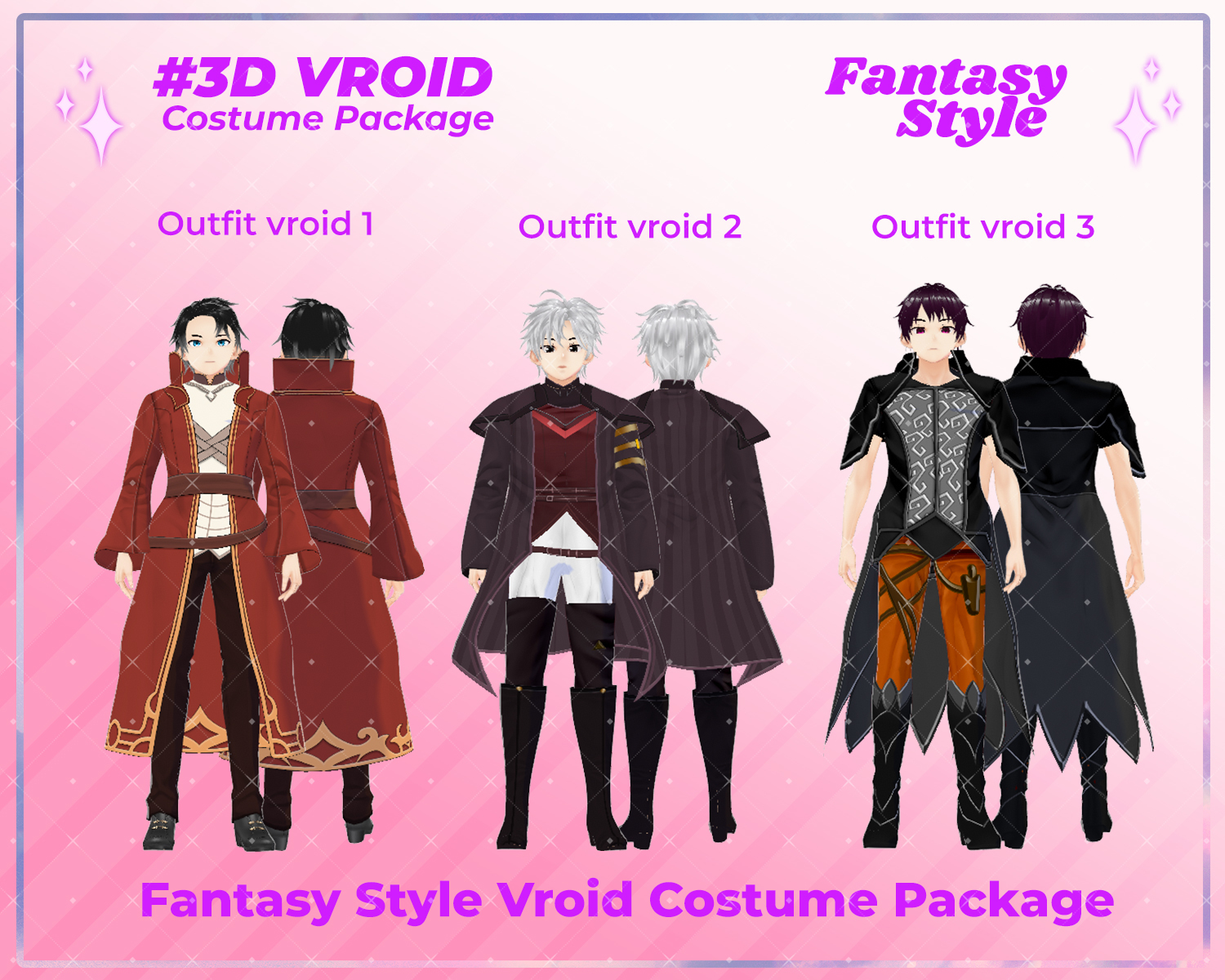 3D VRoid Outfit Pack Dark Knight & Royal Warrior Fantasy Clothes for ...