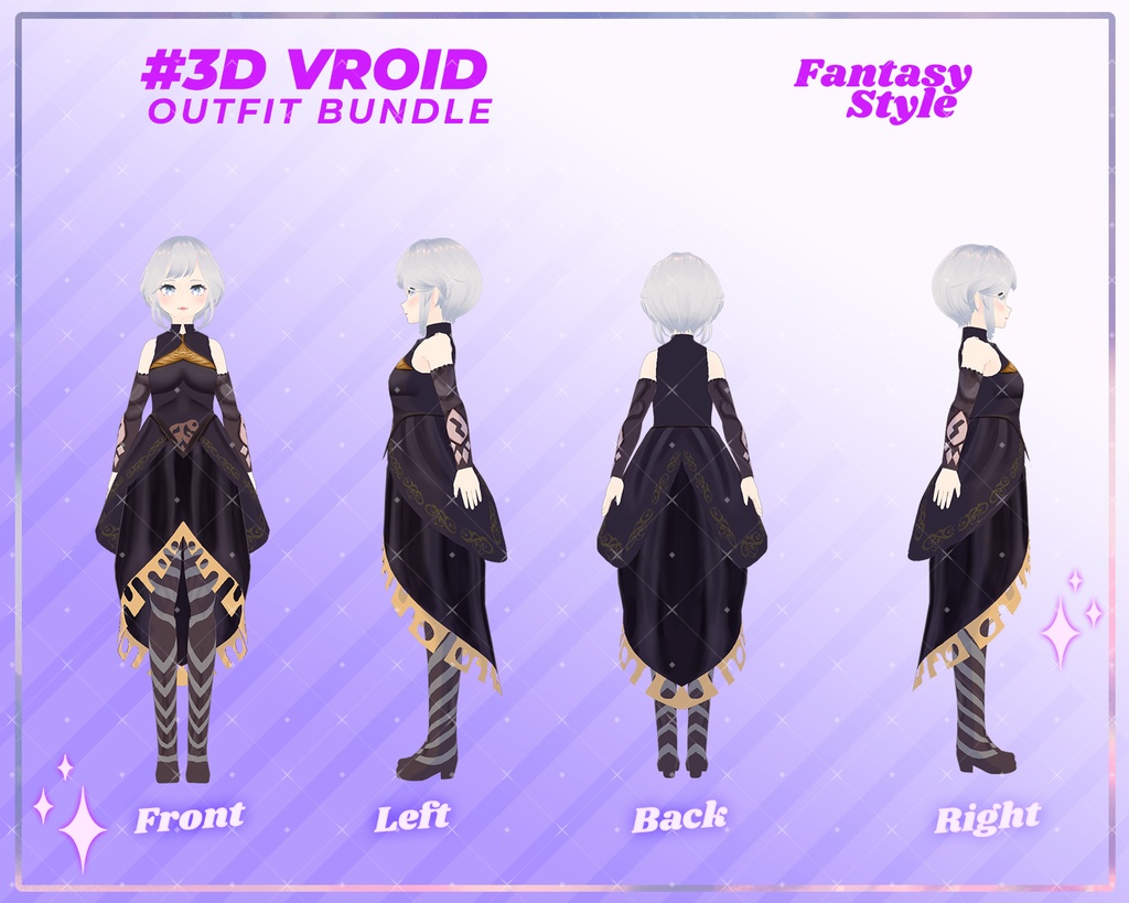 3D VRoid Outfit Pack Enchanted Sorceress & Mystic Fantasy Dresses for ...