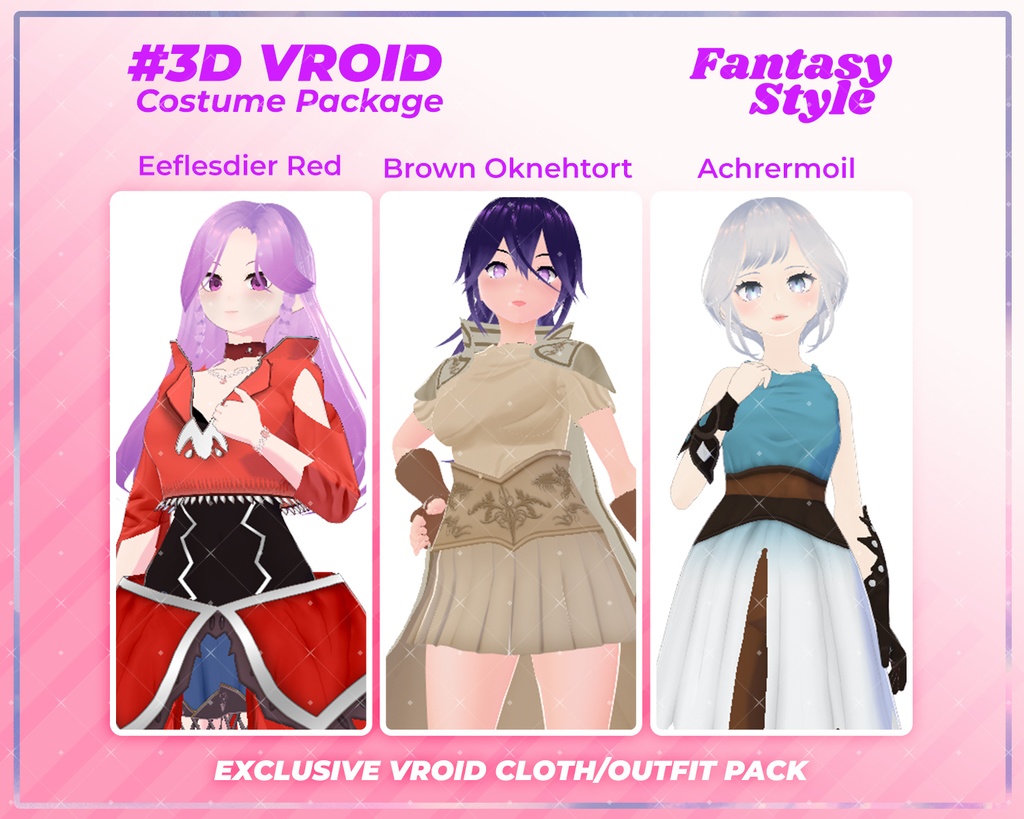 3D VRoid Outfit Pack Warrior & Enchanted Fantasy Dresses for VRoid Models | VRoid Clothes, VRoid ...