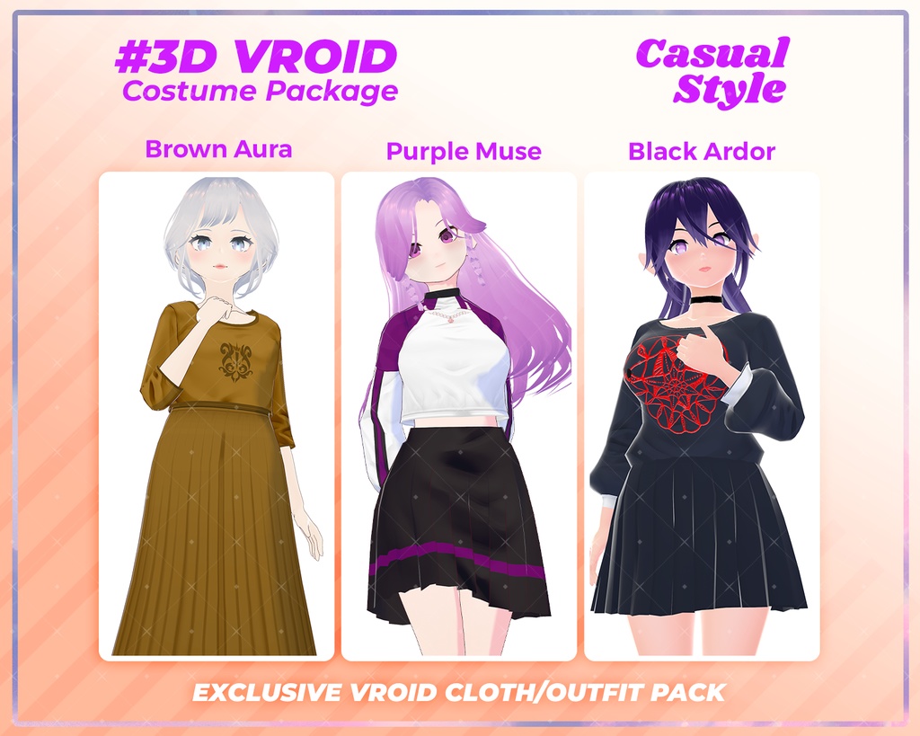 3D VRoid Outfit Pack Stylish & Elegant Casual Dresses for VRoid Models ...