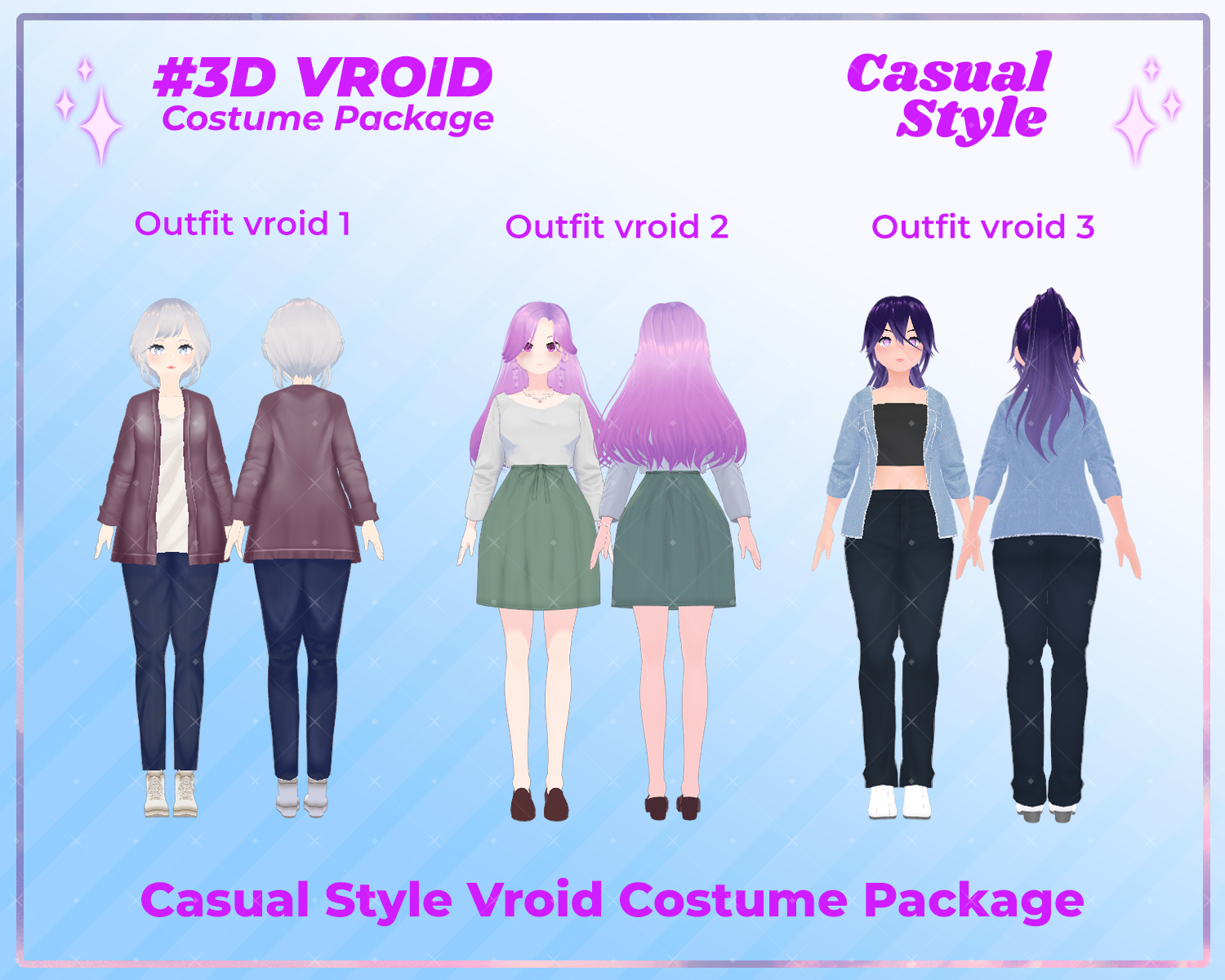 3D VRoid Outfit Pack Chic & Stylish Casual Attire for VRoid Models ...