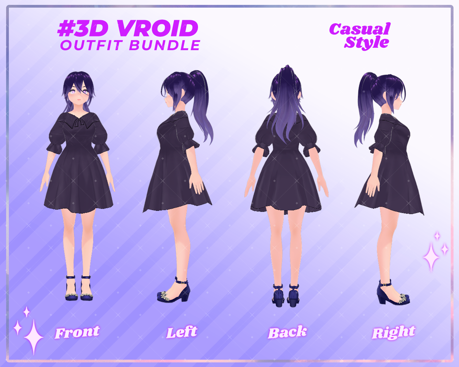 3D VRoid Outfit Pack Chic & Stylish Casual Dresses for VRoid Models ...