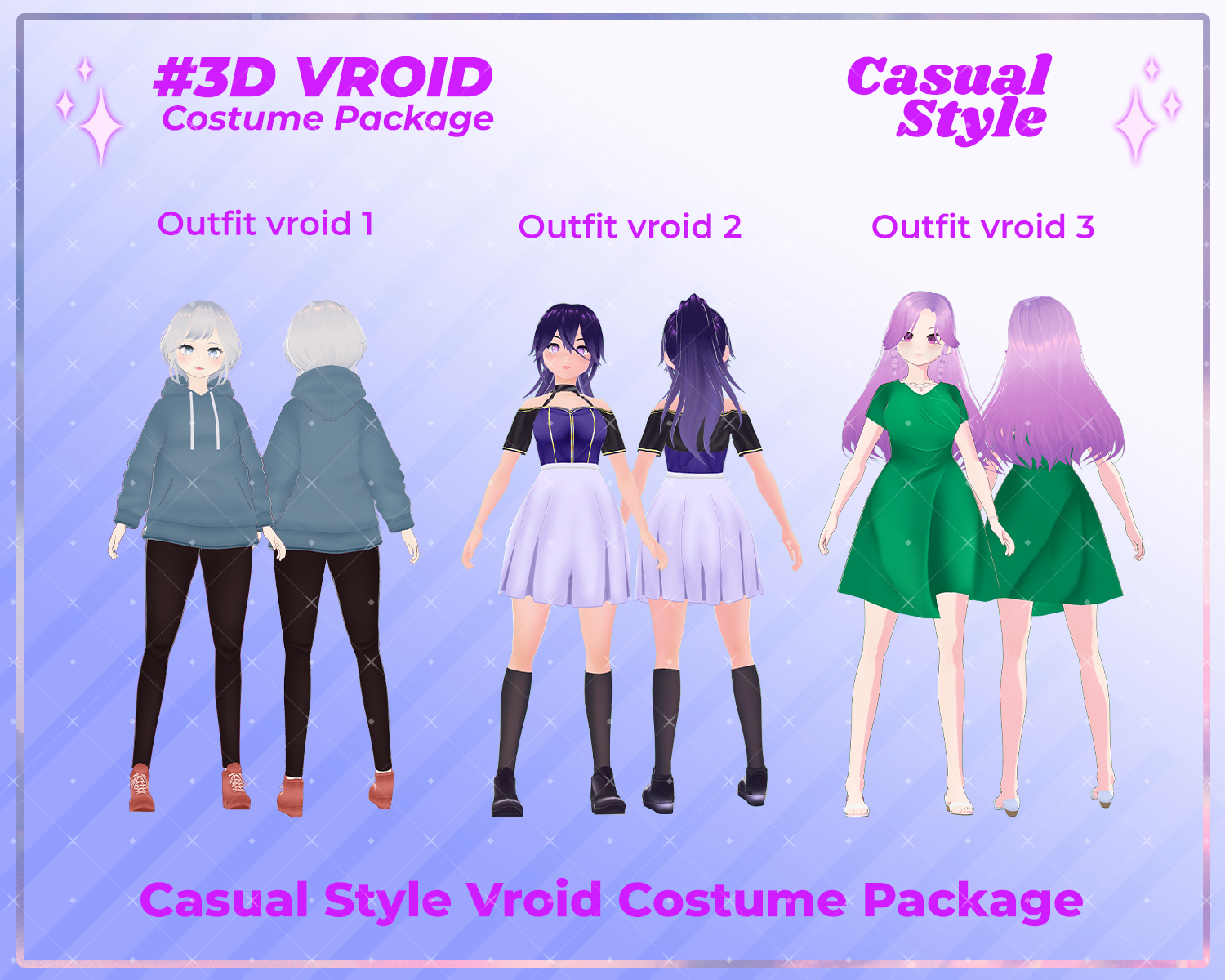 3D VRoid Outfit Pack Stylish & Relaxed Casual Clothes for VRoid Models ...