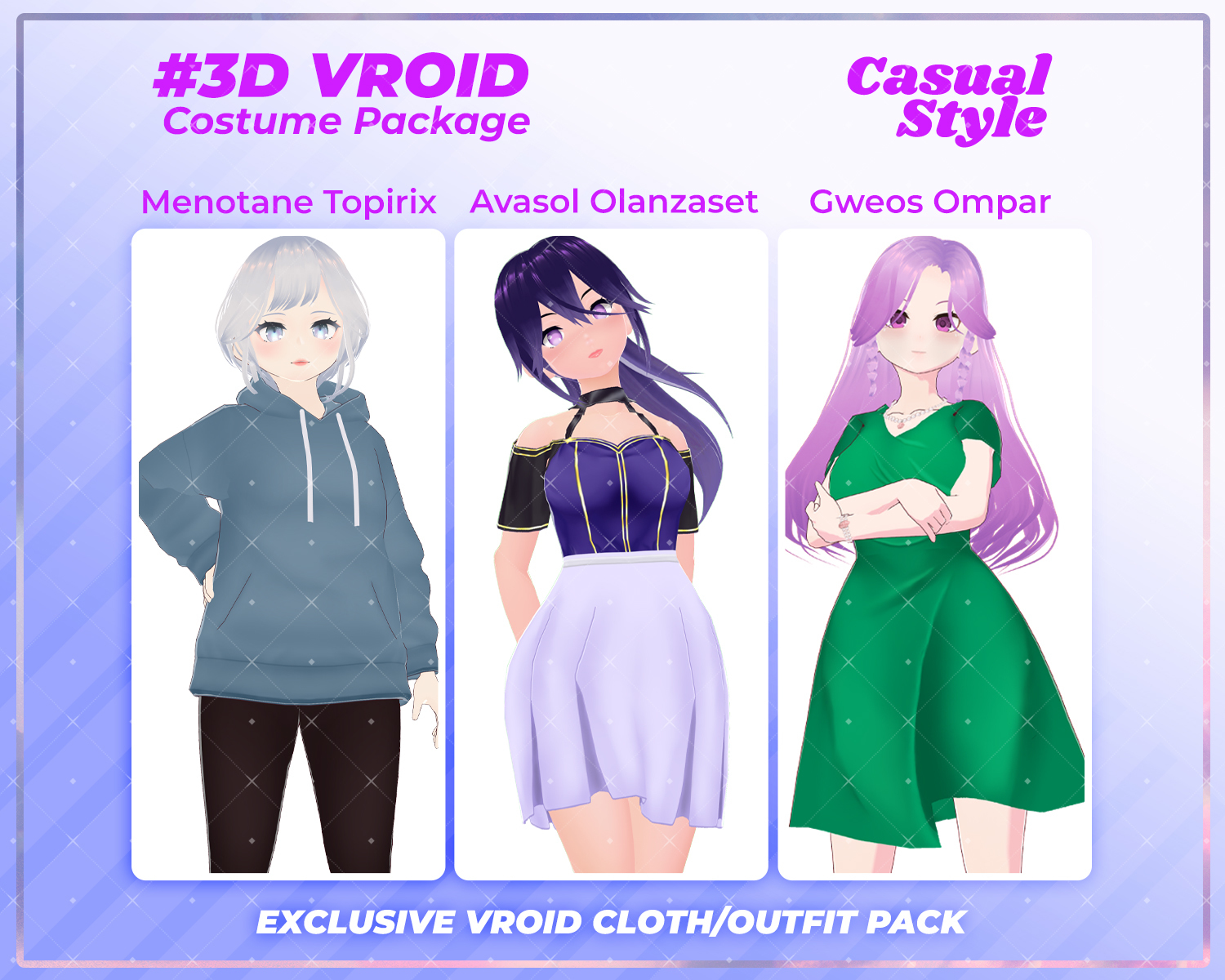 3D VRoid Outfit Pack Stylish & Relaxed Casual Clothes for VRoid Models ...