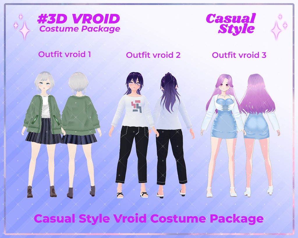 3D VRoid Outfit Pack Trendy Casual Wear for VRoid Models | VRoid ...
