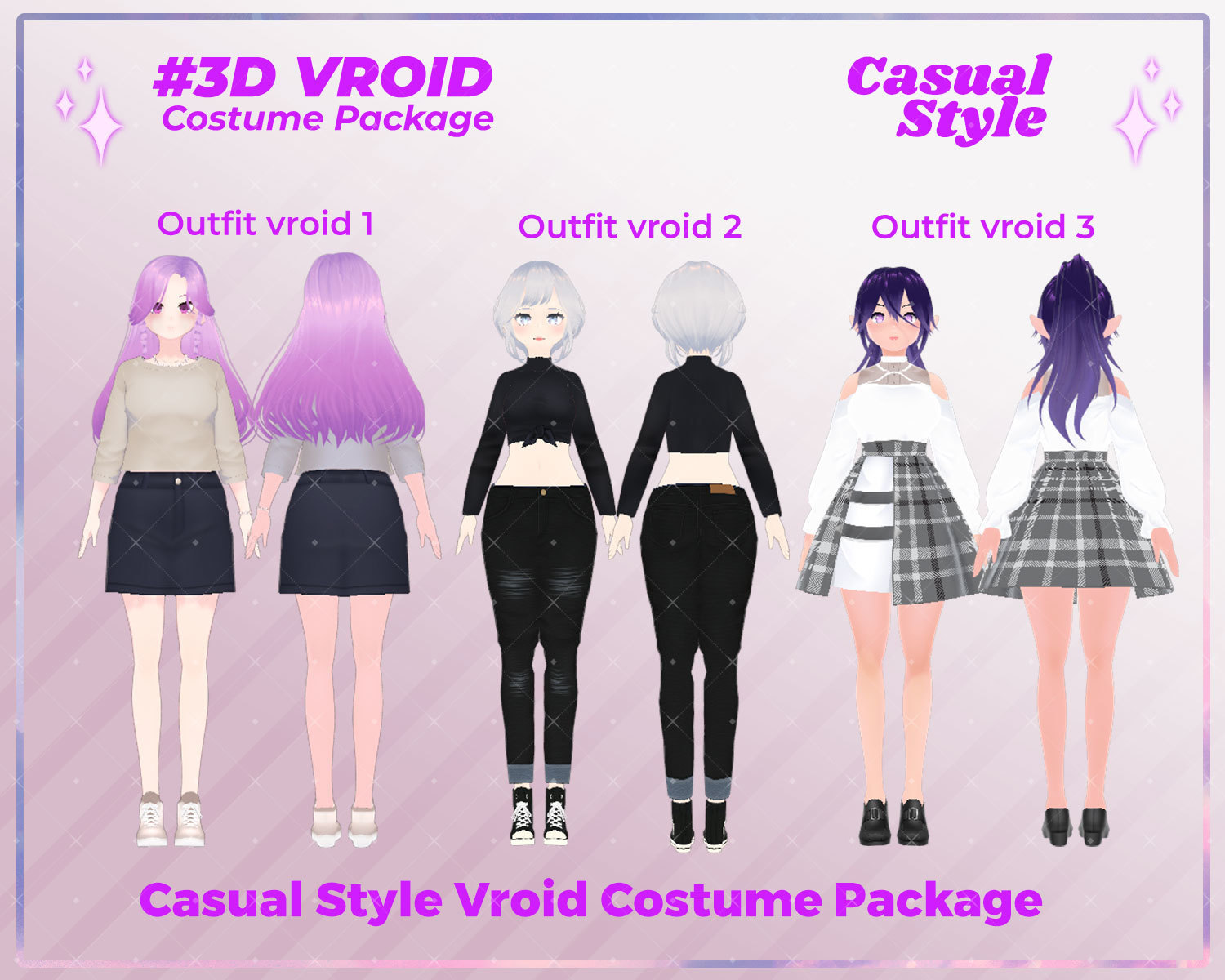 3D VRoid Outfit Pack Trendy & Chic Casual Wear for VRoid Models | VRoid ...